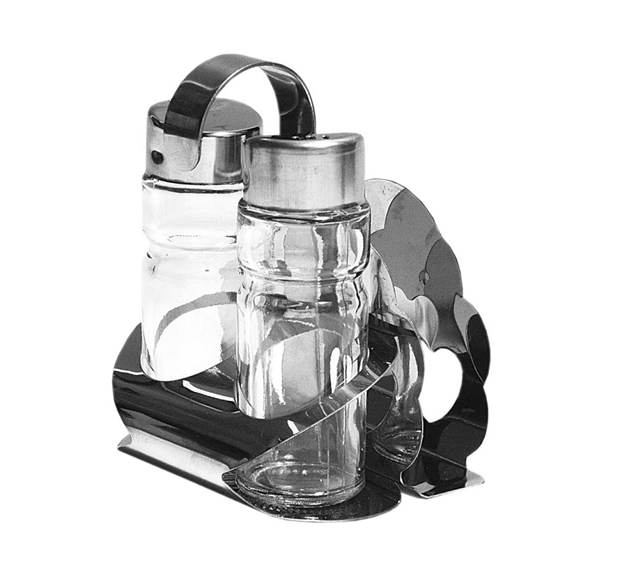 Set solnita din sticla, cu suport, capac din inox